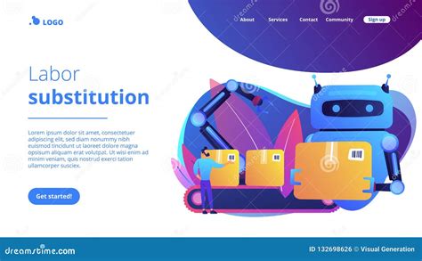 Labor Substitution Concept Landing Page Stock Vector Illustration Of