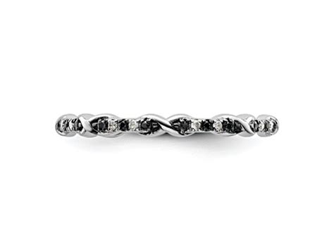 Sterling Silver Stackable Expressions Black And White Diamond Ring 0