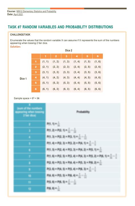 SOLUTION: Random variables and probability distribution - Studypool
