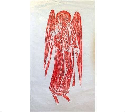 Artwork By Ina Colliander Angel Made Of Color Woodcut Hc Red Artwork Biblical Art Sale