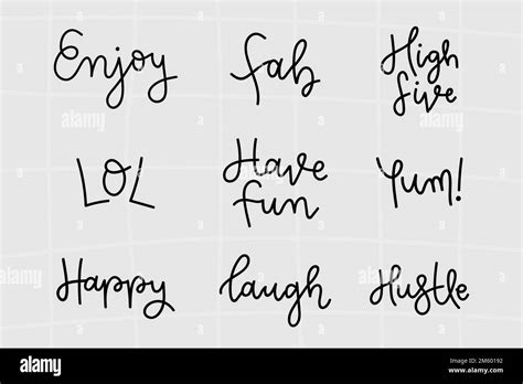 Vector Cursive Fun Words Typography Set Stock Vector Image And Art Alamy