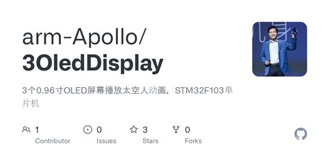 Github Arm Apollo3oleddisplay 3个096寸oled屏幕播放太空人动画，stm32f103单片机