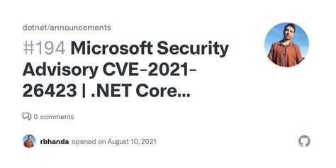 Microsoft Security Advisory Cve 2021 26423 Net Core Denial Of