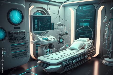 Ilustrace „sci Fi Futuristic Interior Of A Medical Bay With Treatment