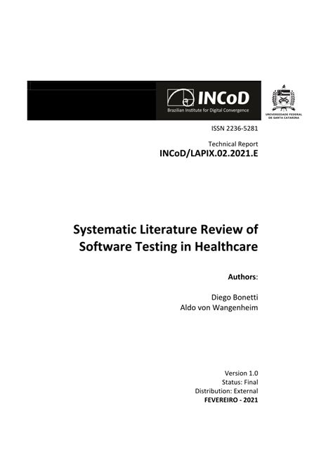 Pdf Systematic Literature Review Of Software Testing In Healthcare