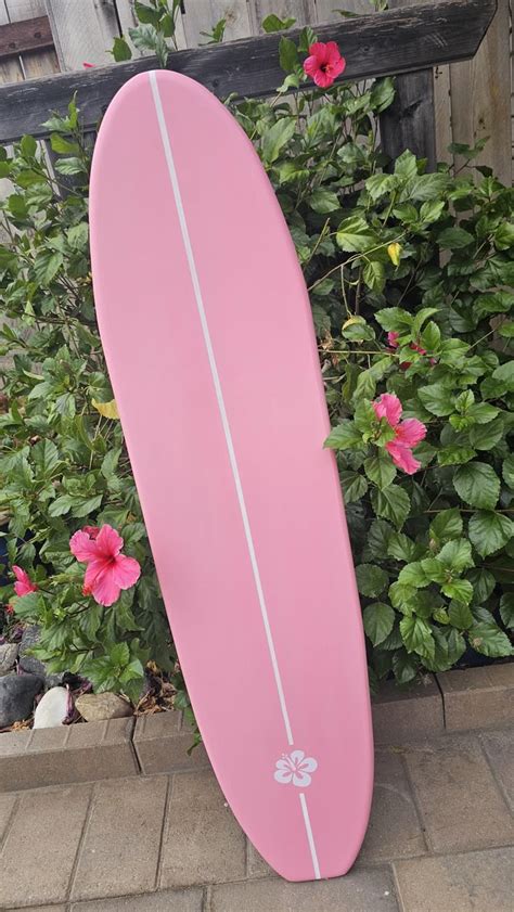 Pink Surfboard Wall Art Hawaiian Hibiscus Beach Surf Decor Pick
