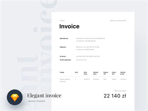 Elegant Invoice Sketch Freebie Freebie Download Sketch Resource