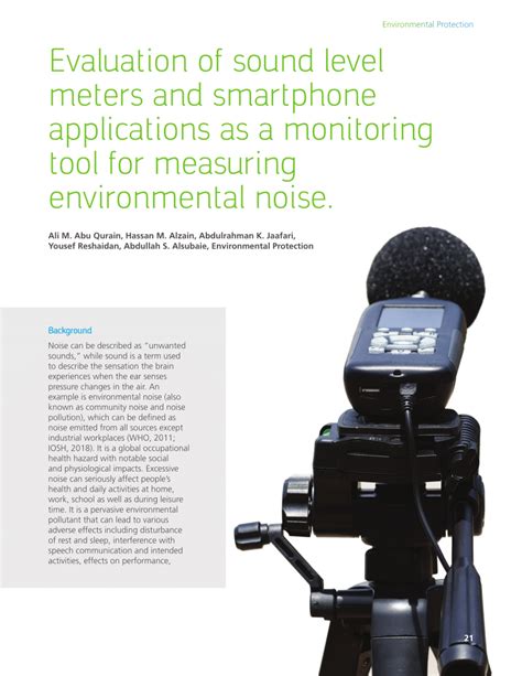 Pdf Evaluation Of Sound Level Meters And Smartphone Applications As A