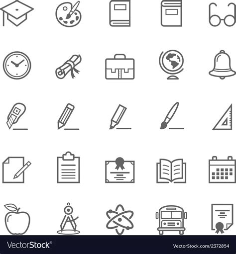 Set Outline Stroke Education Icon Royalty Free Vector Image