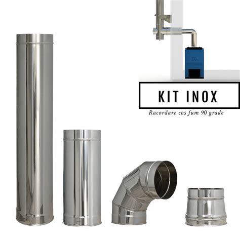 Kit 90 Grade Din Inox Racordare Cos Fum Diam 180 Mm