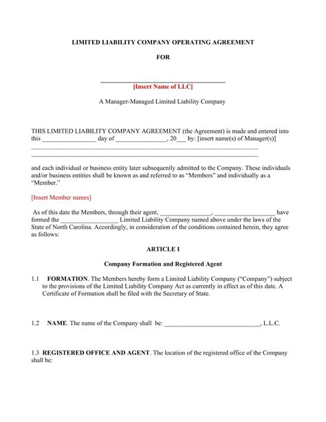 Free Printable Llc Operating Agreement Templates [pdf Word] Single Multi