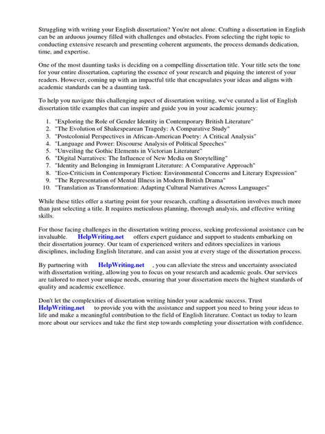 English Dissertation Title Examples Pdf Thesis Academic Publishing