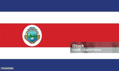 코스타리카의 공식 국기의 벡터 일러스트레이션 코스타리카 국기는 두 개의 파란색 줄무늬 두 개의 흰색 줄무늬 및 중앙 빨간색