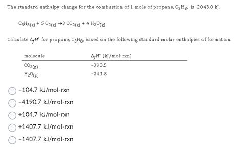 Solved The Standard Enthalpy Change For The Combustion Of Chegg