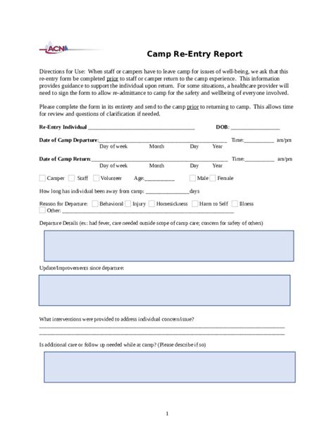 Re Entry Doc Template Pdffiller