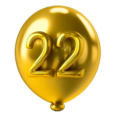 realistic isolated golden balloon with number of 22 22506283 PNG