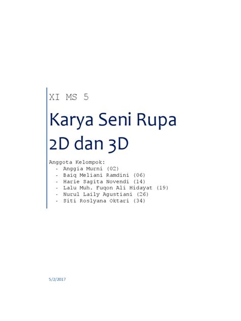 Pengertian Dan Perbedaan Seni Rupa 2d 3d Pdf