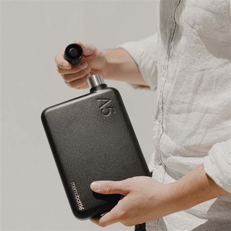 Memobottle Black A5 Stainless Steel Bottle Water Bottles Simple Form