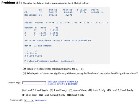 Solved Problem 4 Consider The Data Set That Is Summarized