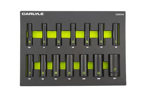 Carlyle 14pc 12 Drive 6 Point Deep Impact Socket Sets 10mm 27mm