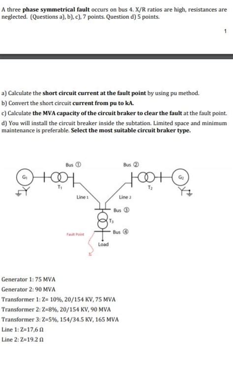 solved a three phase symmetrical fault occurs on bus 4 x r