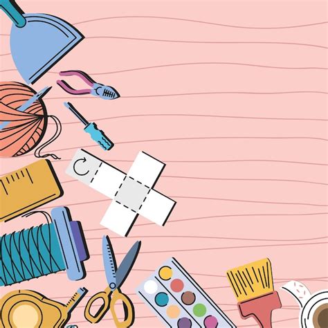 Premium Vector Diy And Craft Tools Cartoon Background