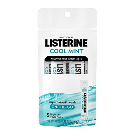 Listerine On The Go Cool Mint Alcohol Free Mouthwash Packets Oral
