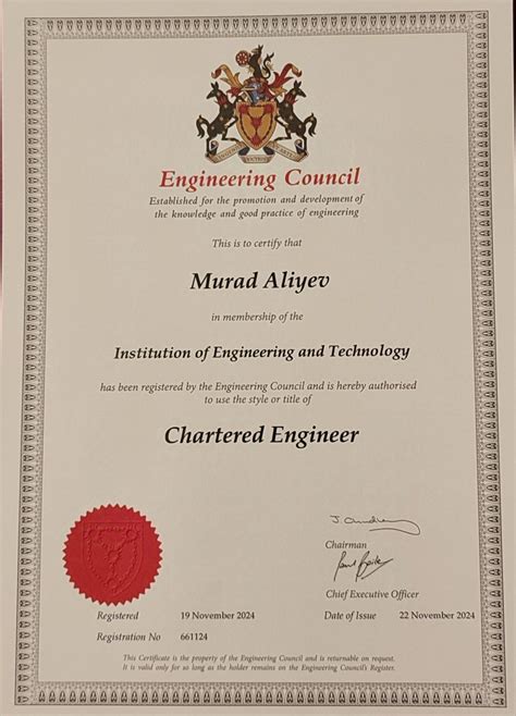 Im Excited To Share That I Have Received My Chartered Engineer