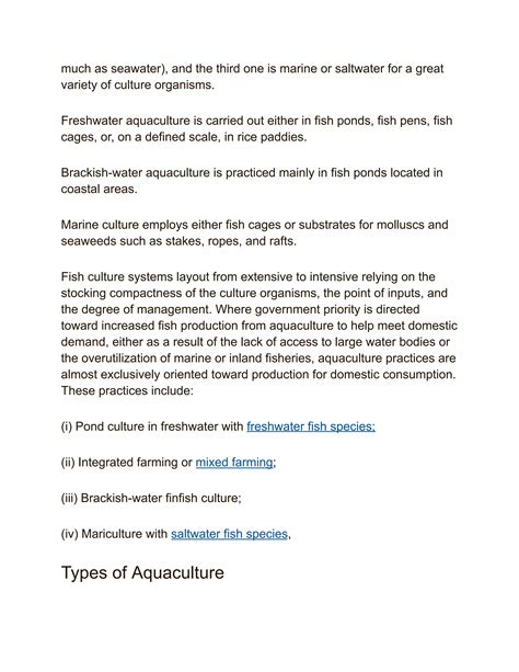 Best 10 Economic Importance Of Aquaculturepdf