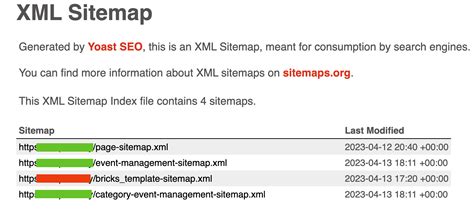 possible remove bricks templates for sitemap xml by default feature