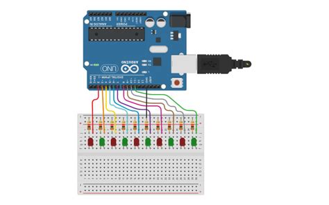 Circuit Design Scrolling Leds Using Arduino Uno Tinkercad