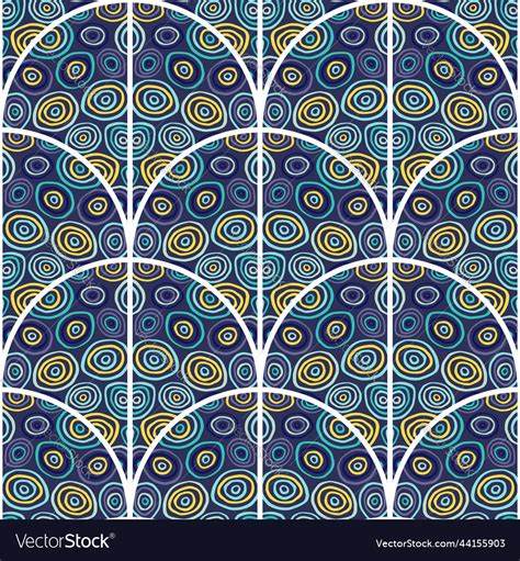 Circle Shapes Seamless Pattern In Doodle Style Vector Image