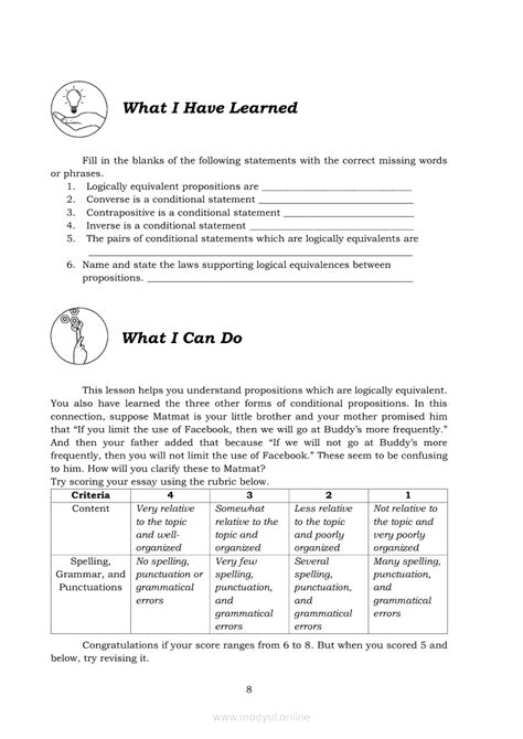 General Mathematics Quarter Module Logical Equivalence And Conditional Propositions
