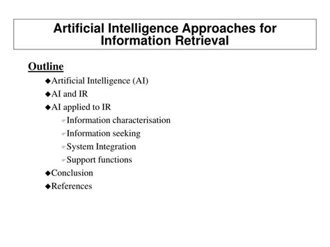 Ppt Artificial Intelligence Approaches For Information Retrieval