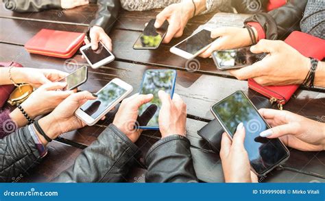 Teenager People Having Fun Using Smartphones - Millenial Community ...
