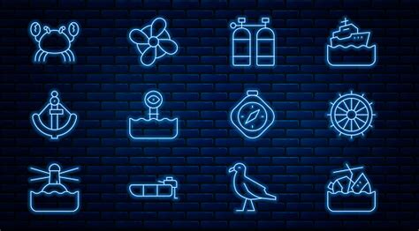 유람선 선박 스티어링 휠 Aqualung 잠망경 앵커 게 나침반 및 보트 프로펠러 아이콘을 가라 앉히는 라인을 설정합니다 벡터 가라앉음에 대한 스톡 벡터 아트 및 기타