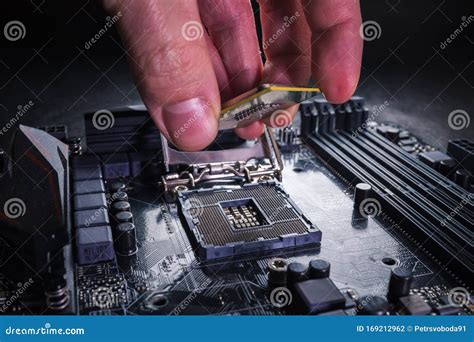 Installing Modern Central Processor Unit Into Motherboard Copmputer Cpu Upgrade Or Repair