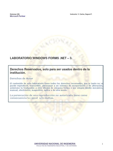 Laboratorio Windows Forms Net 3 Pdf Net Framework Básico