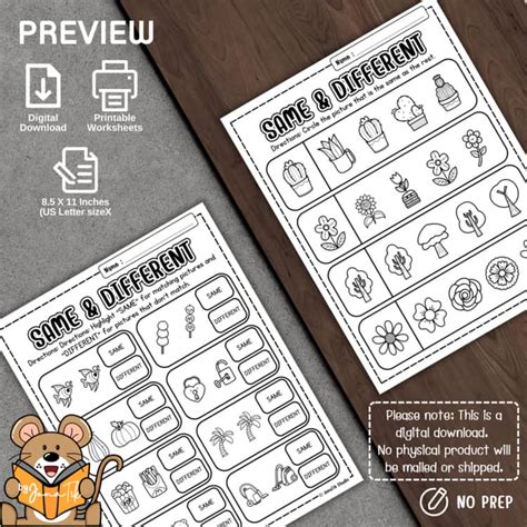 Same And Different Worksheets Sort And Classify For Pre K