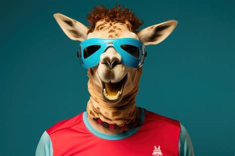 Premium Ai Image Llama Dressed Up As An Athlete Portrait Of A Funny