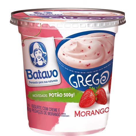 Iogurte Grego Com Creme E Preparado De Morango Batavo Pote 450g Apoio