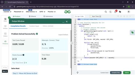 gfg160 day1 dsa codingchallenge keeplearning problemsolving