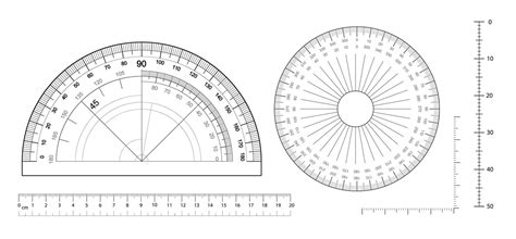Free Vector Angles Measuring Tool Set Round Protractors Scale Degrees
