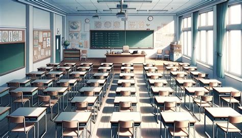 Premium Ai Image Illustration Of An Empty Classroom In Anime Style