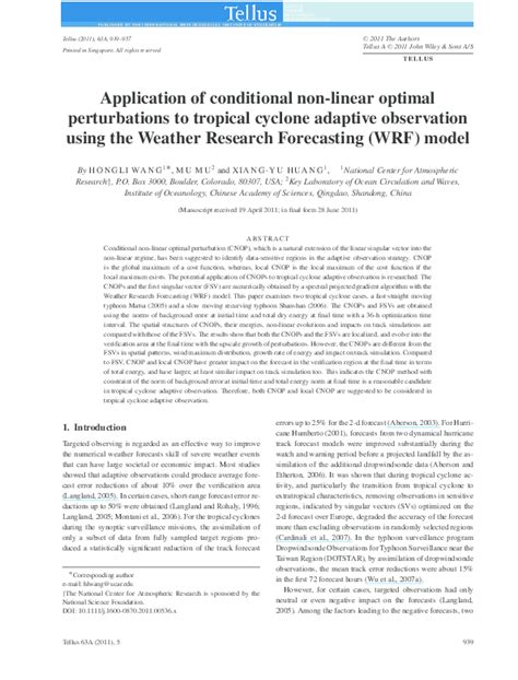 Pdf Application Of The Conditional Nonlinear Optimal Perturbation Method To The Predictability