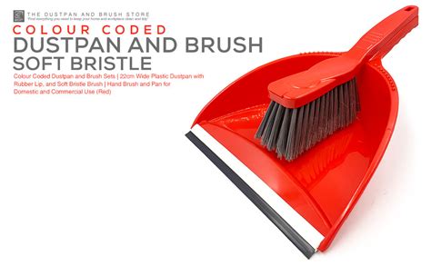 Colour Coded Dustpan And Brush Sets 22cm Wide Plastic Dustpan With