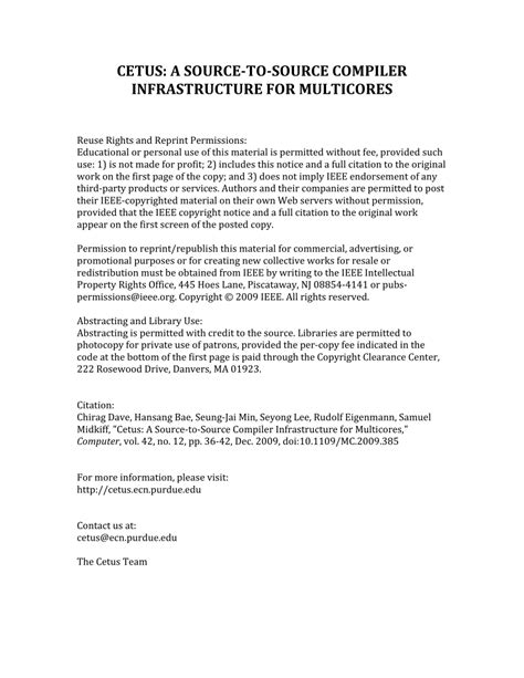 pdf cetus a source to source compiler infrastructure for multicores