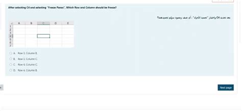 Solved After Selecting C And Selecting Freeze Panes Which Chegg
