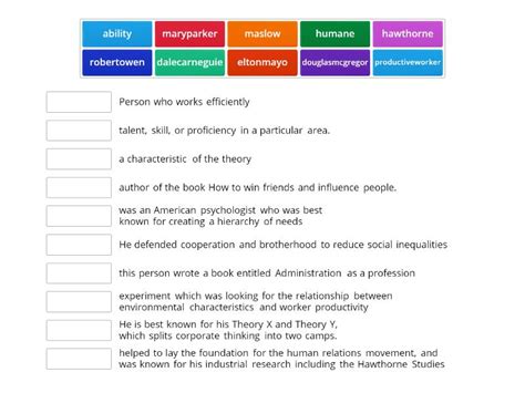 Human Relation Theory Match Up Human Relation Theory Match Up