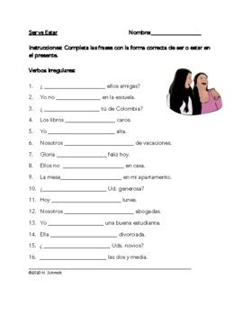 Ser Vs Estar Worksheet For Th Th Grade Lesson Planet Worksheets Library